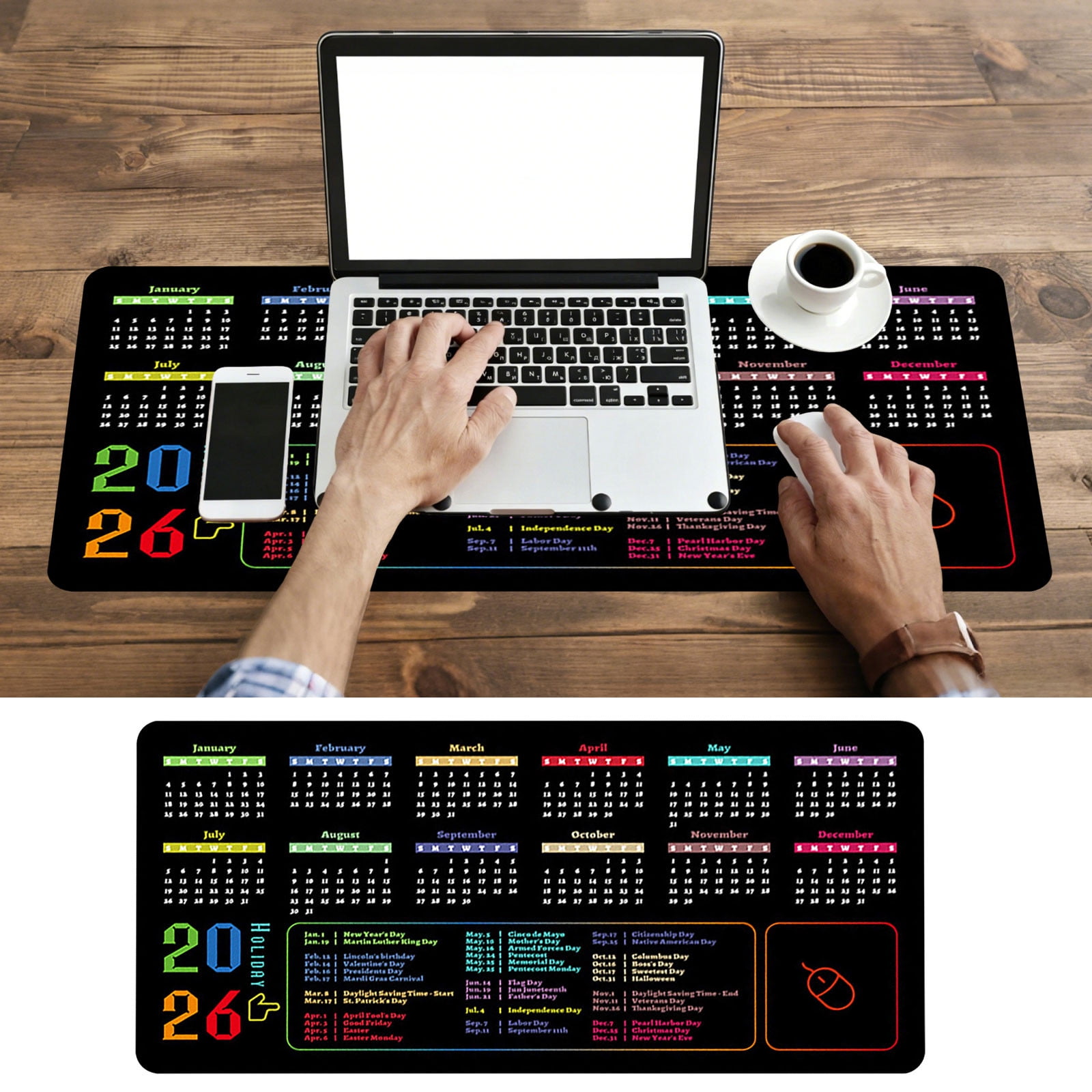 FUDUUIU 2026 Calendar Mouse Pad, Large Desk Mat for Office and Gaming ...
