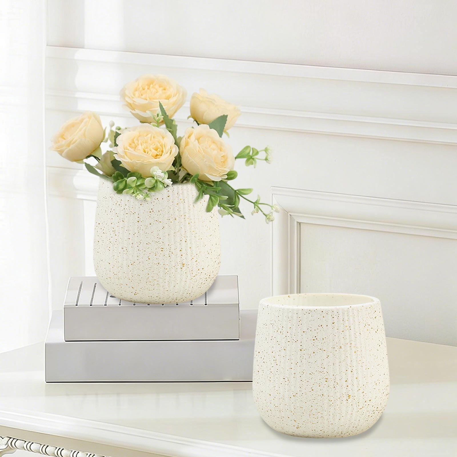 FUDUUIU Ceramic-Look Plastic Vase Set, Modern European Style Decorative ...