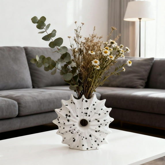 FUDUUIU Ceramic Vase for Flower Arrangement, Elegant Home Decor, White ...