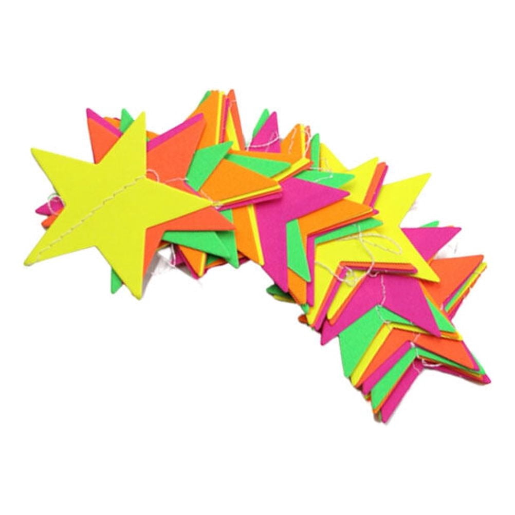 FUEENIRVA 1 Pc Assorted Color Fluorescent Paper Banner Star Shape For ...