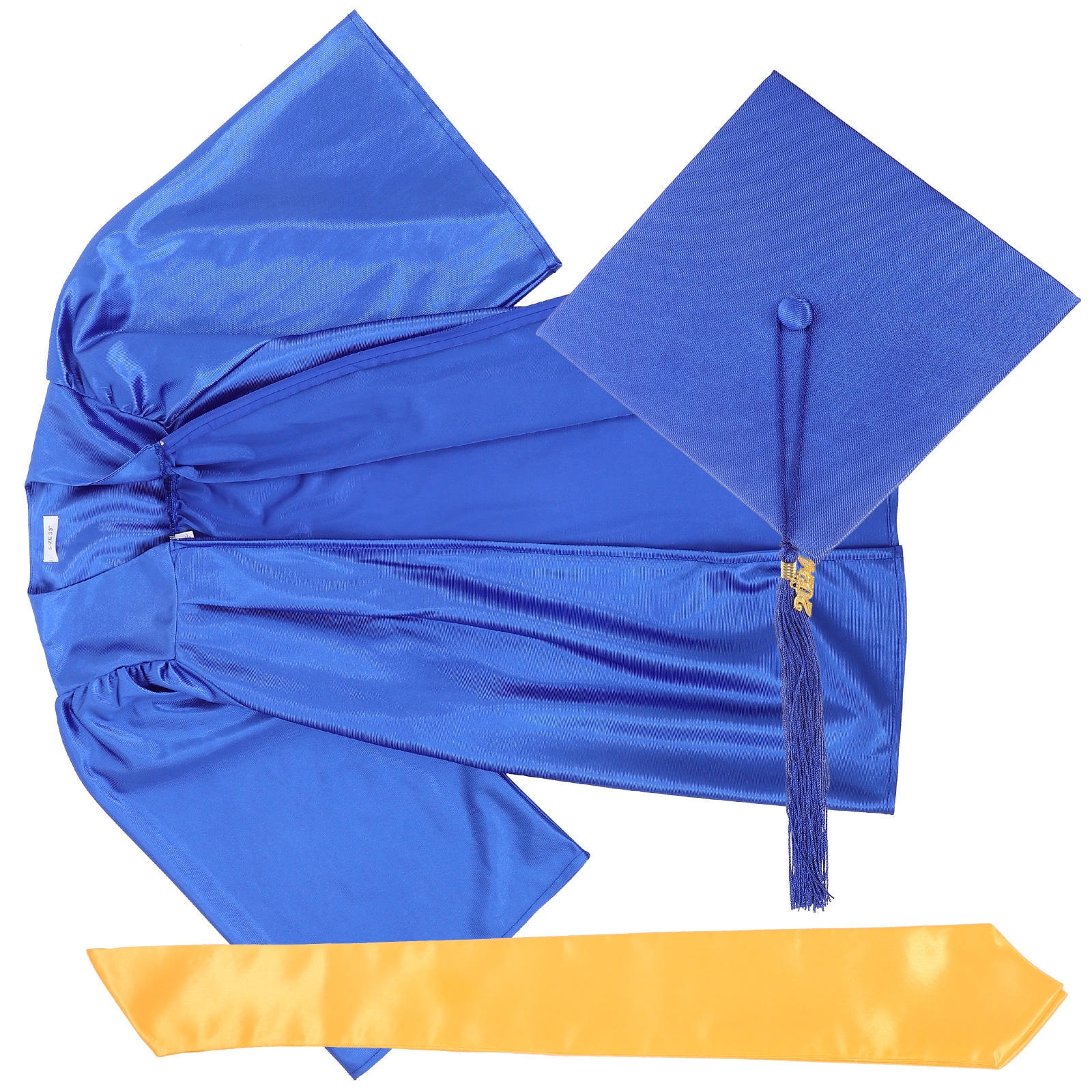FUEENIRVA 1 Set Graduation Cap and Gown Tassel Blue Polyester Concealed ...