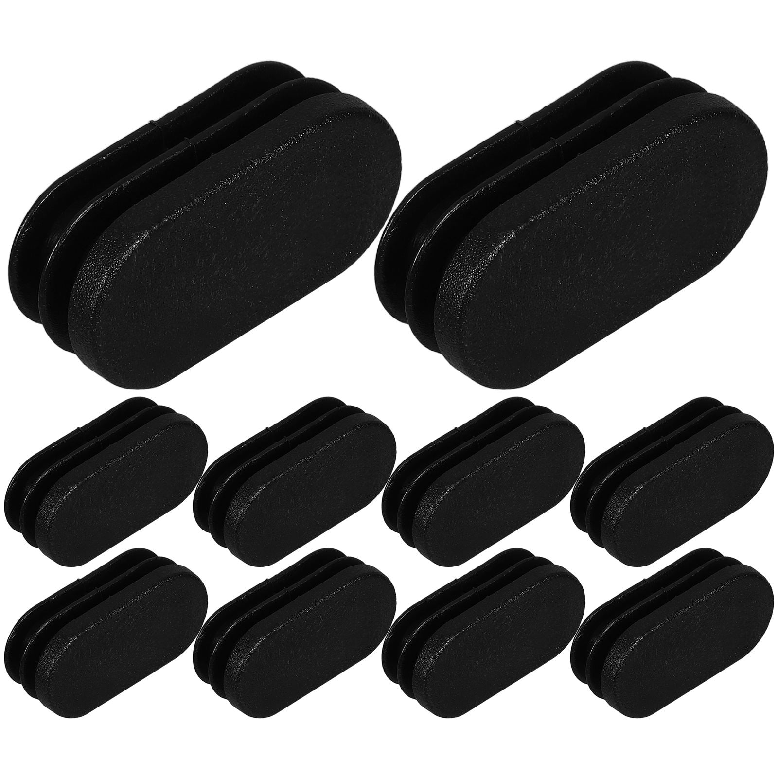 FUEENIRVA 100Set Removable Plastic Plug Oval Tube End Caps Black High ...