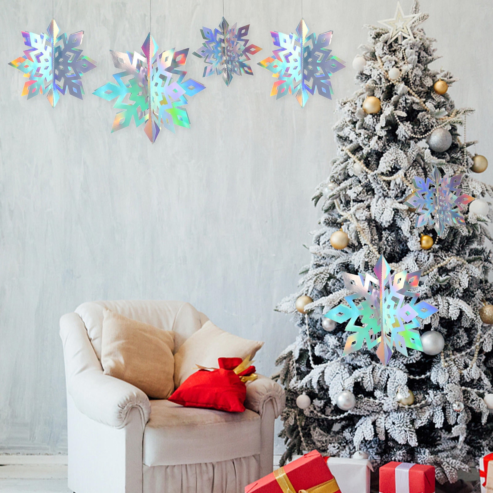 FUEENIRVA 12Pcs 3D Paper Snowflake Ornaments Festive Style for Home ...