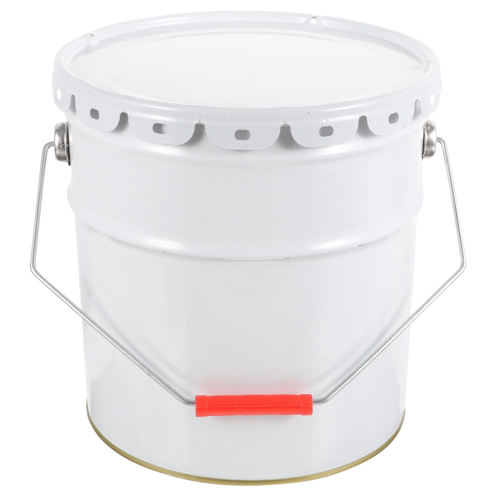 FUEENIRVA Large Capacity Metal Paint Bucket with Handle White Tinplate ...