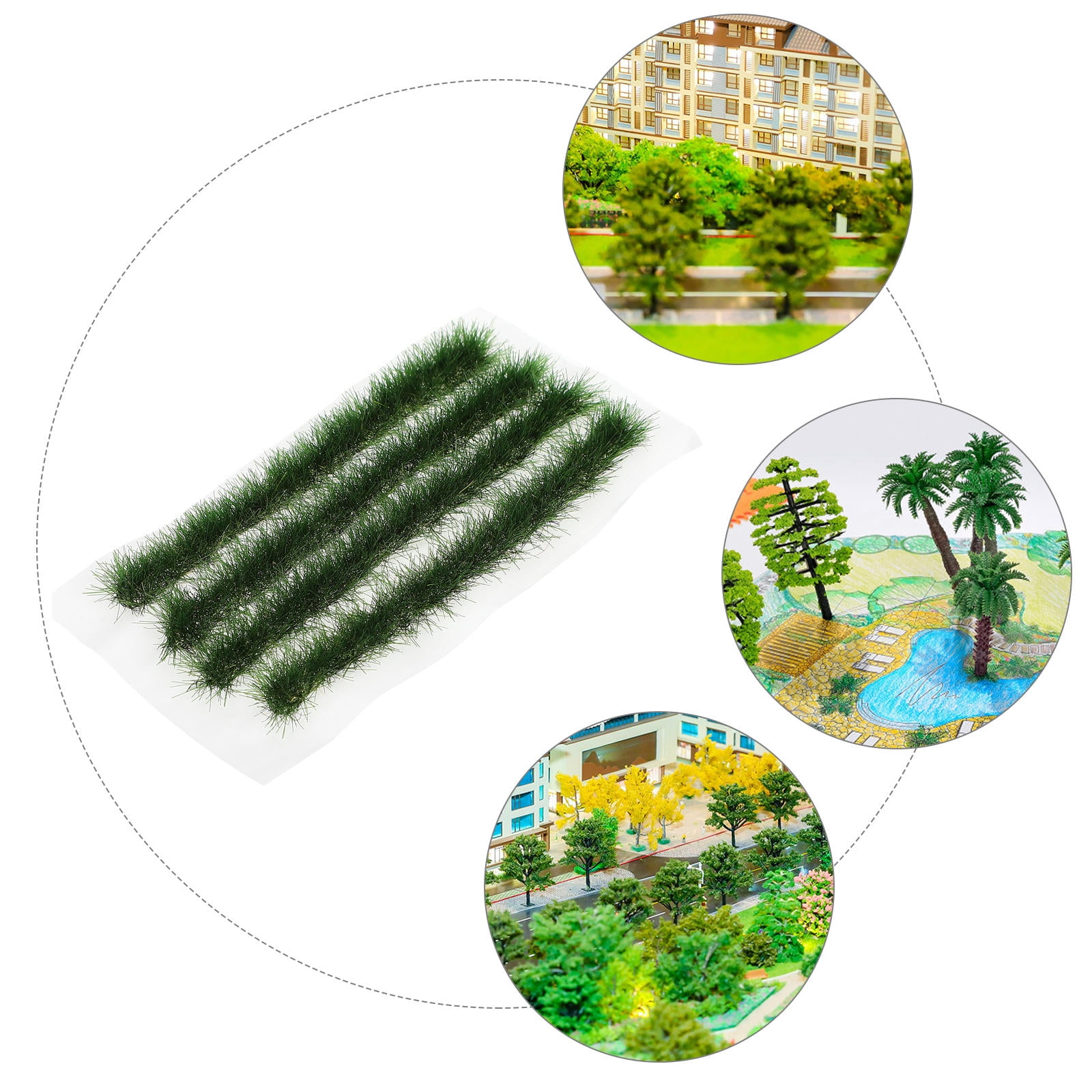 FUEENIRVA 1Set Artificial Grass For Miniatures Green Plastic Long Strip ...