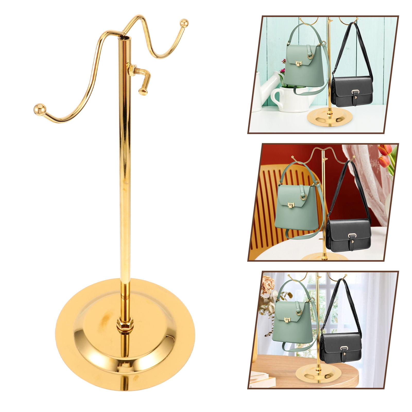 FUEENIRVA Adjustable Handbag Display Stand Golden Metal 1Set Height ...