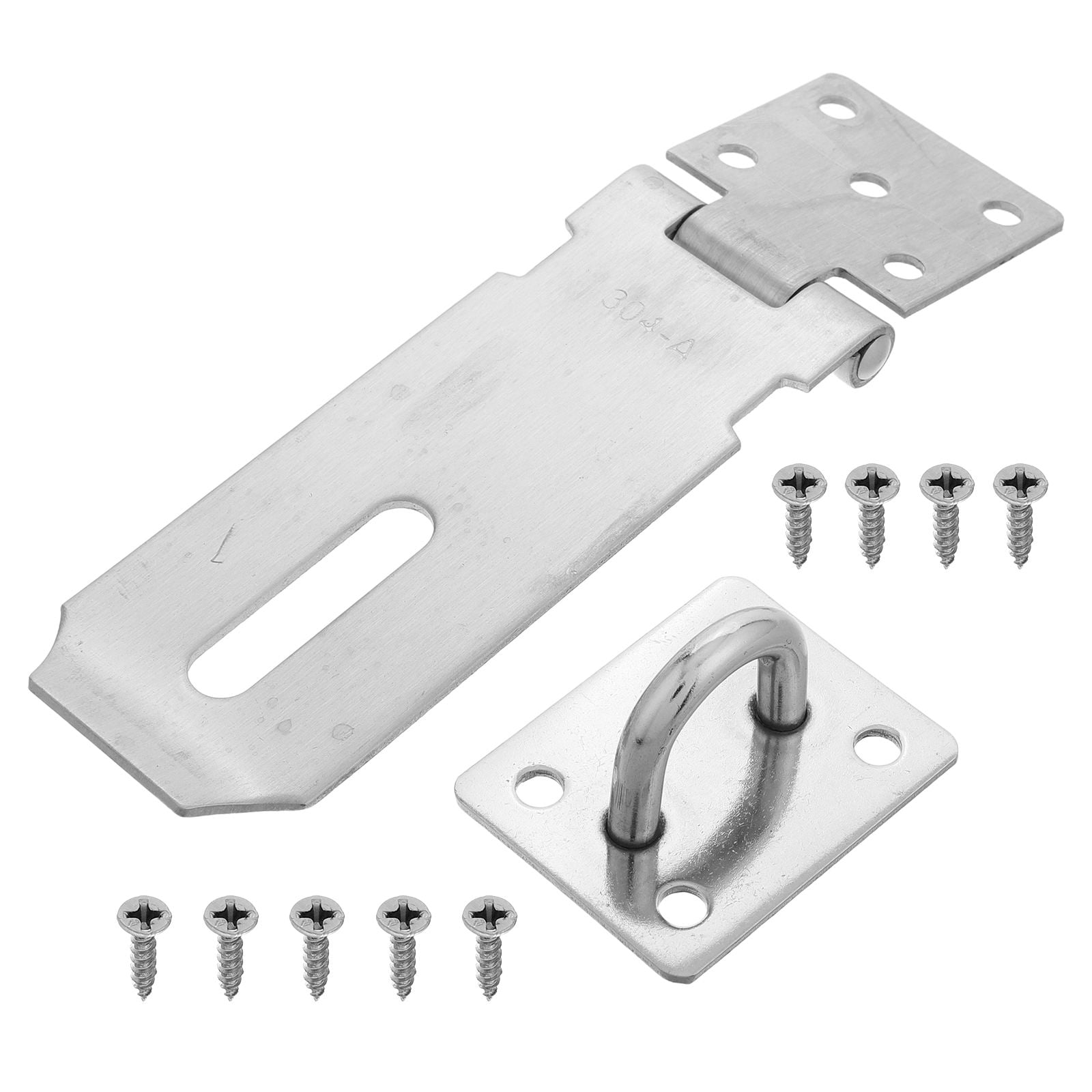FUEENIRVA 1Set Stainless Steel Hasp Lock Silver Rectangular for Gates ...