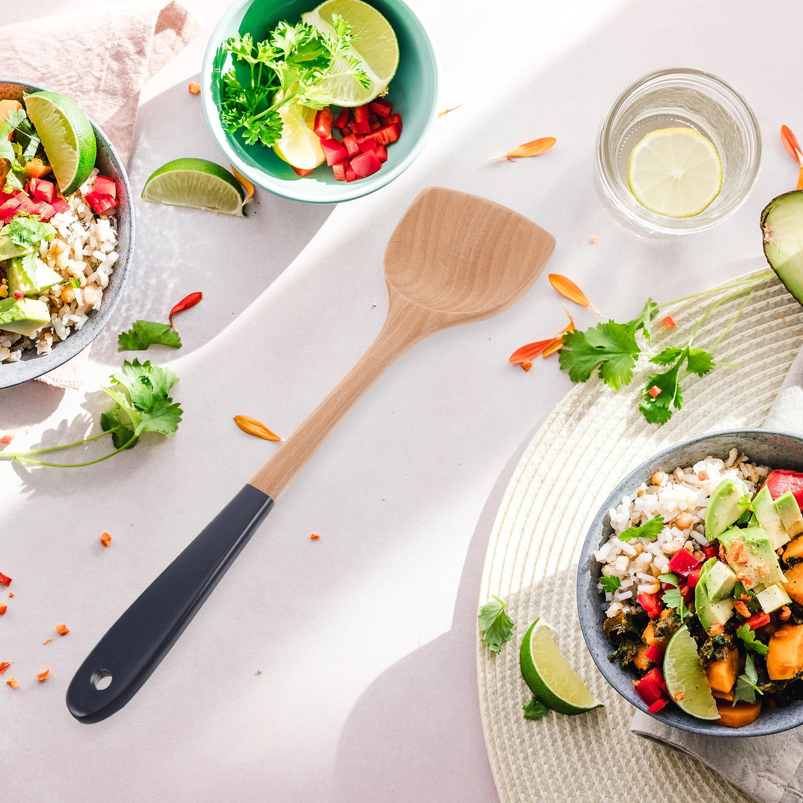 FUEENIRVA 1Set Wok Spatulas Wooden Cooking Utensils Non Stick Turner ...