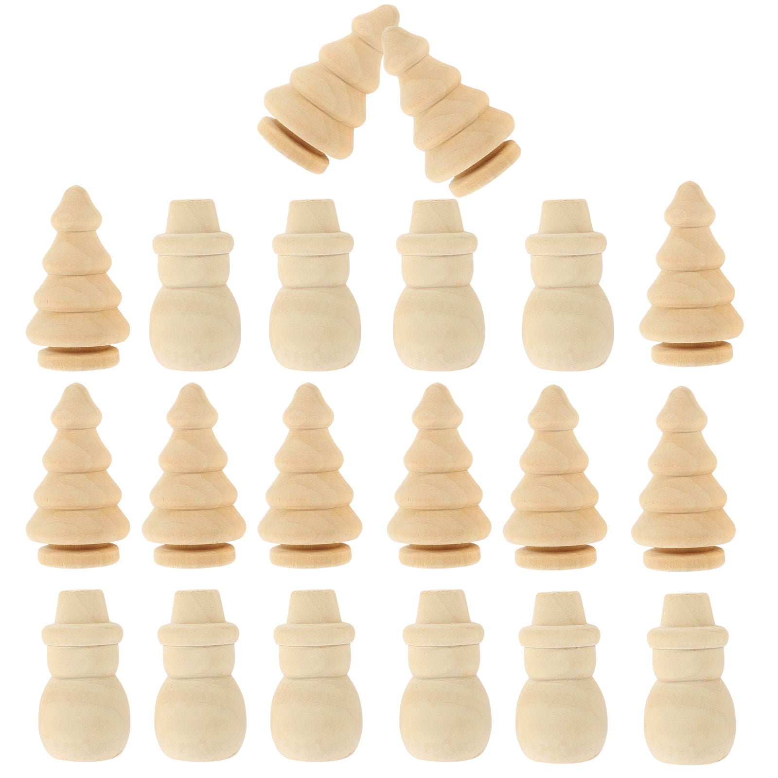 FUEENIRVA 20Pcs Wood Christmas Ornament Blank Design Beige Painting ...