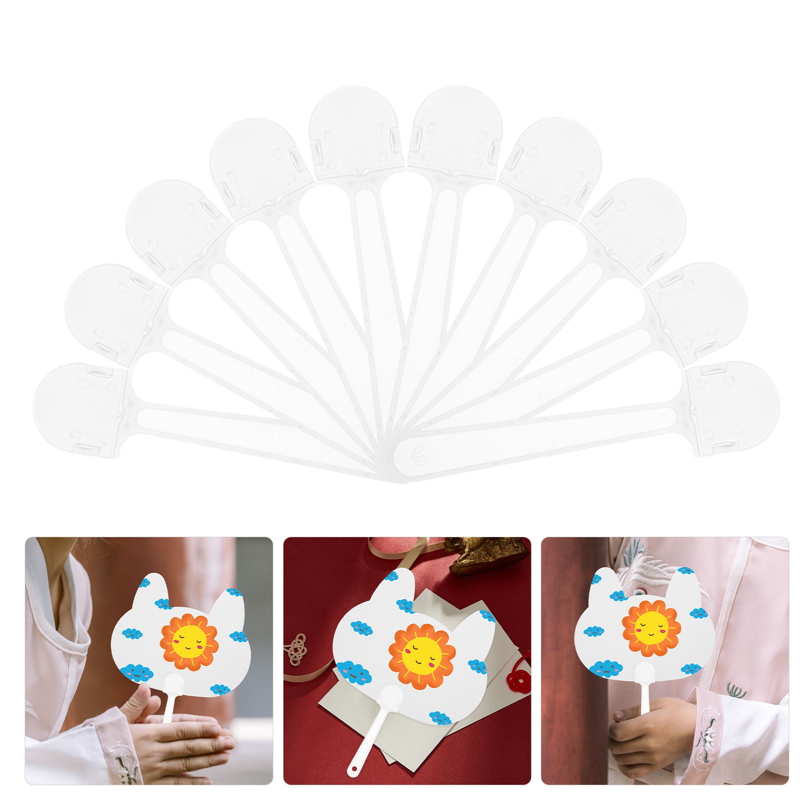 FUEENIRVA 20Pcs Diy Crafting Compact Abs Fan Handles For Hand Fan And ...