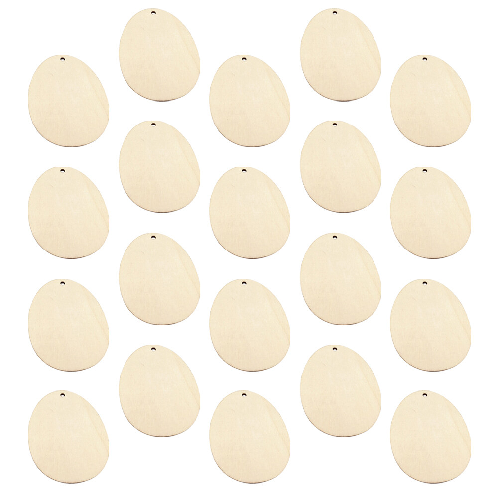 FUEENIRVA 20Pcs Easter Egg DIY Accessories Wooden Slices Pendant For ...