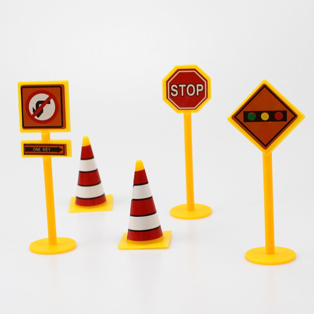 FUEENIRVA 25Pcs Road Sign Cake Toppers Multicolor Transportation Theme ...
