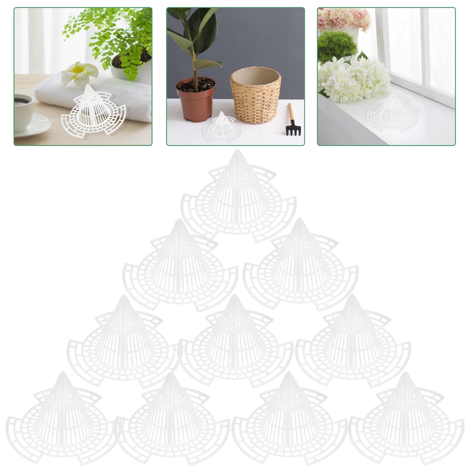 FUEENIRVA White Plastic Mesh Design Planter Pads 25pcs for Plant Pot ...