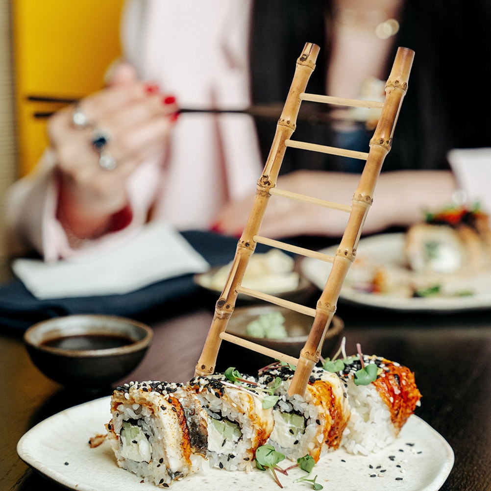 FUEENIRVA 2Pcs Bamboo Ladder Ornaments for Japanese Sushi Plate Chefs ...
