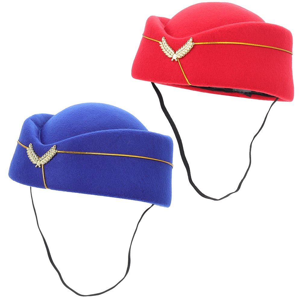 FUEENIRVA 2Pcs Air Hostess Cap Wool Fabric Stylish Design Performance ...