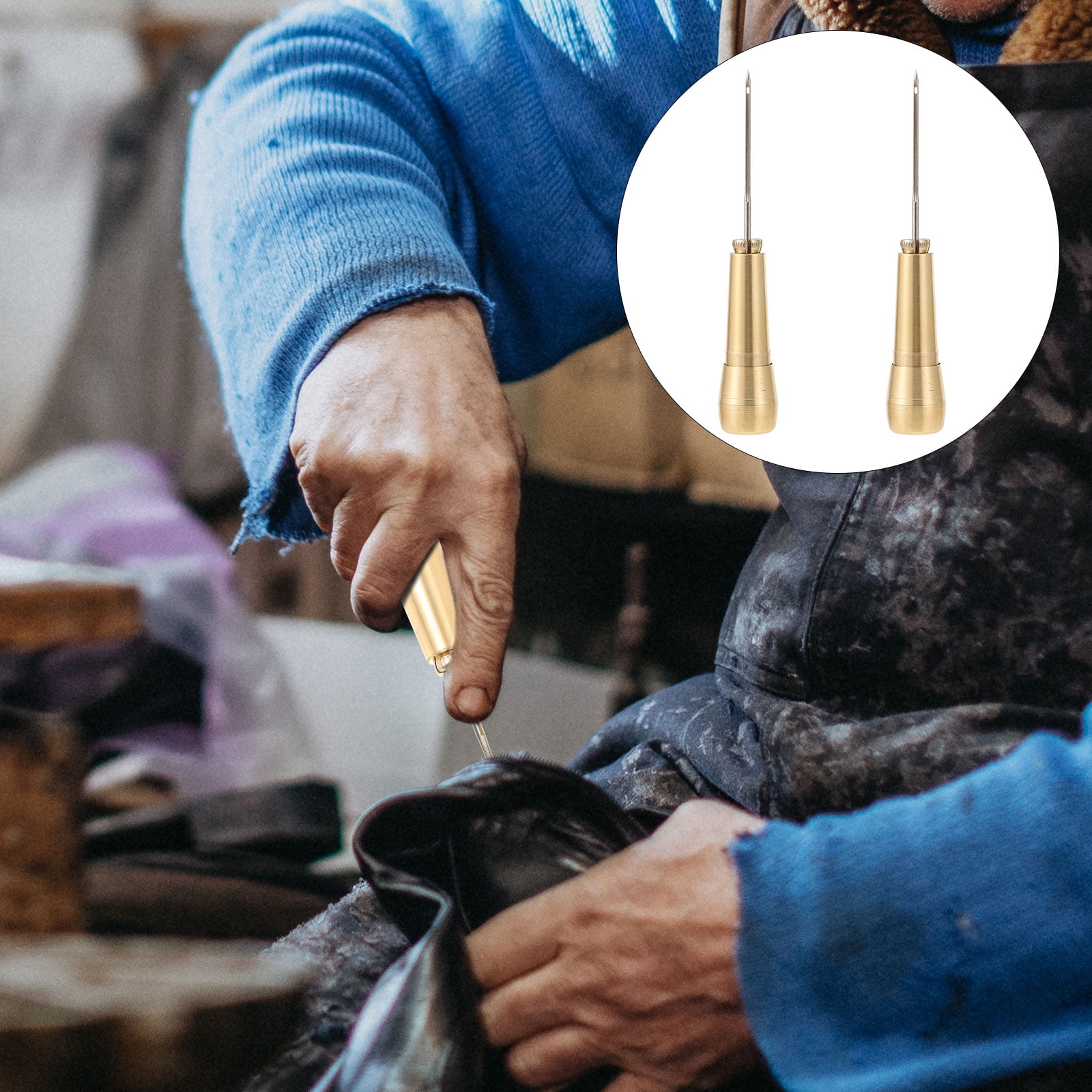 FUEENIRVA 2Pcs Shoe Repair Sewing Kit with Copper Handle for DIY ...