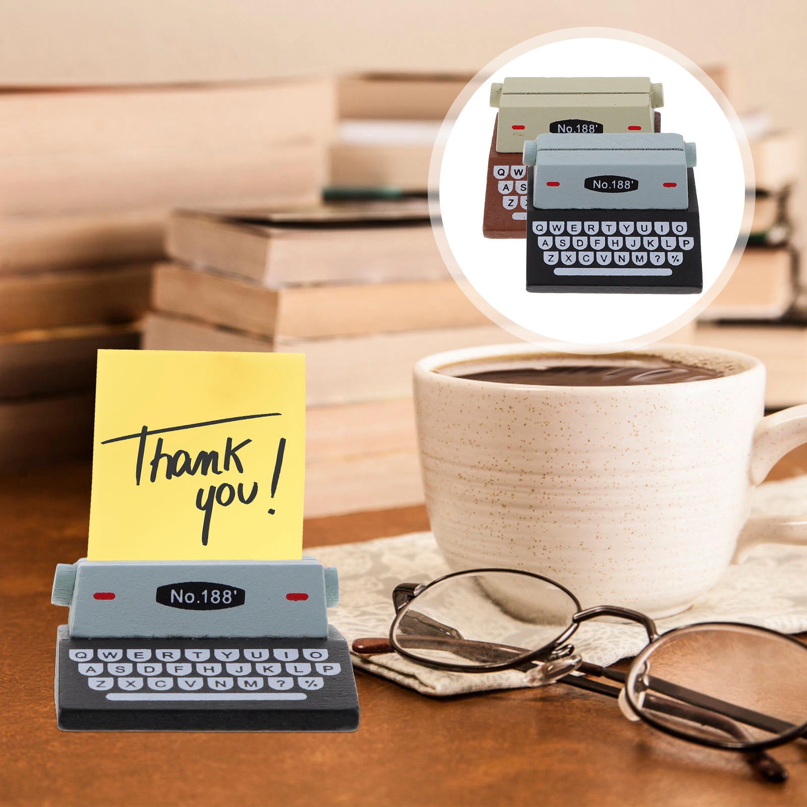 FUEENIRVA 2Set Wood Memo Clips Typewriter Style Desktop Photo Holders ...