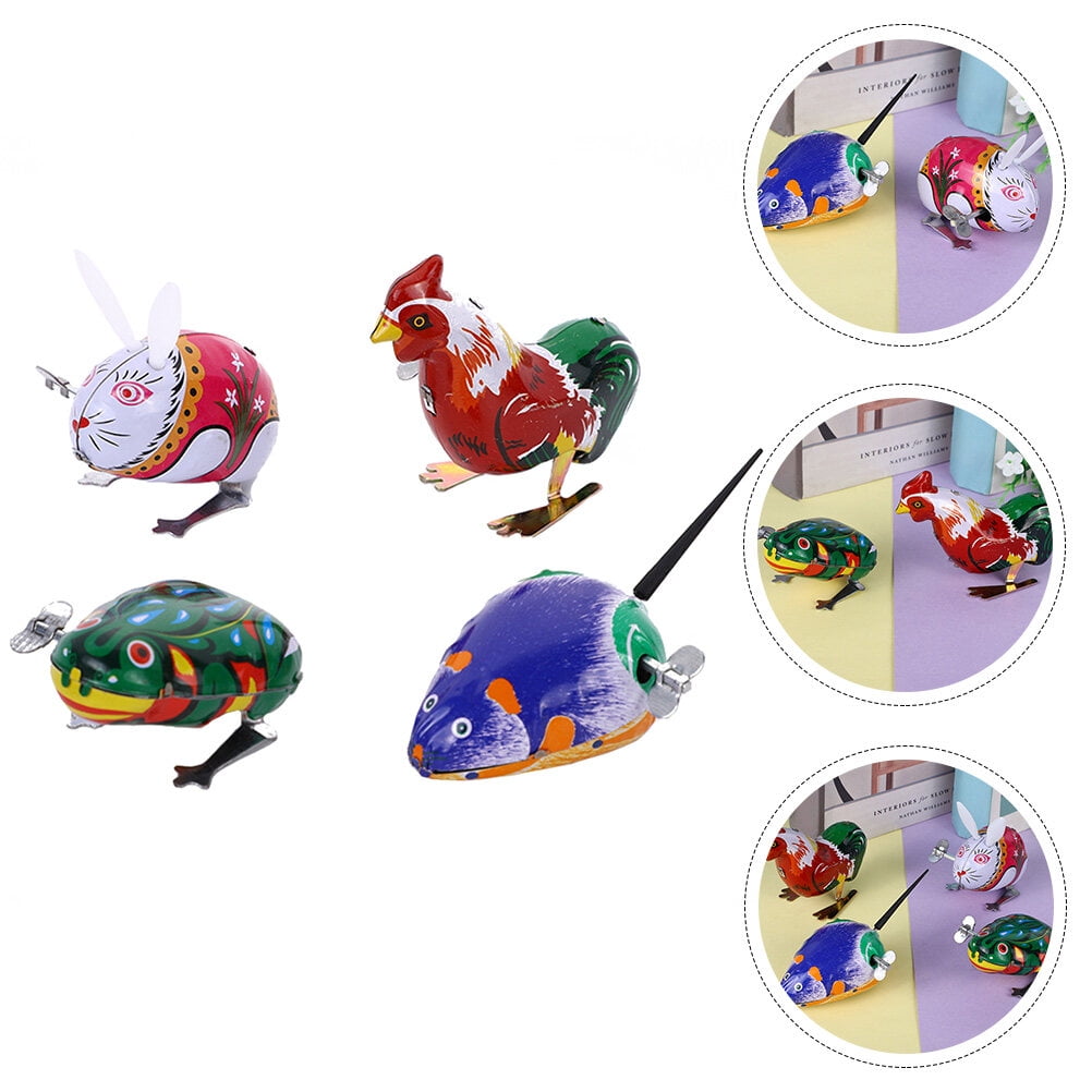 FUEENIRVA Wind Up Animal Toys 4Pcs Set Jumping Spring Toys Promote ...
