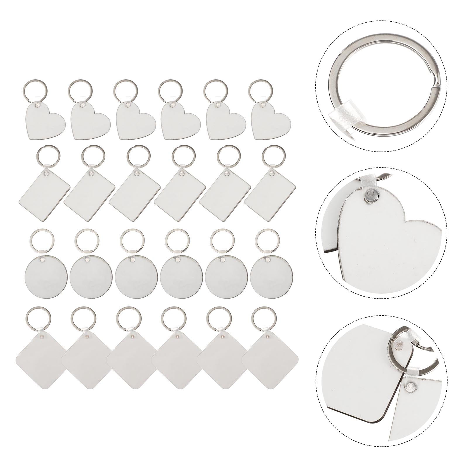 FUEENIRVA 36Pack Sublimation Blank Keychain Set Circle Shape for DIY ...
