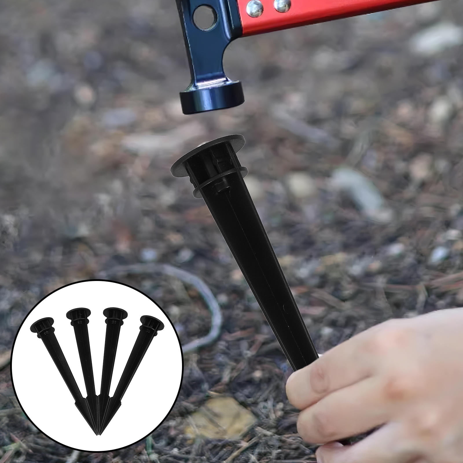 FUEENIRVA 4Pcs Solar Light Ground Stakes Black Durable Plastic for ...