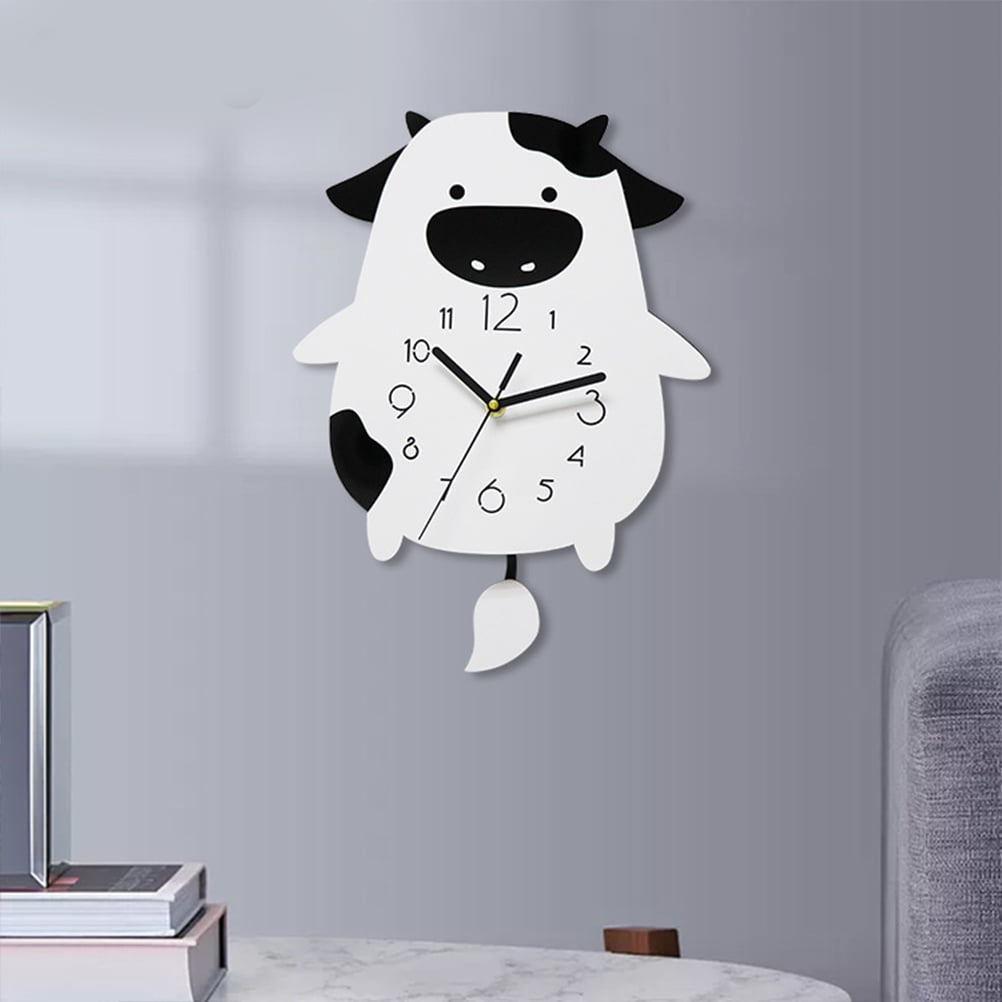 FUEENIRVA 48Pcs White Acrylic Wall Clock Cow Shaped Modern Technology ...