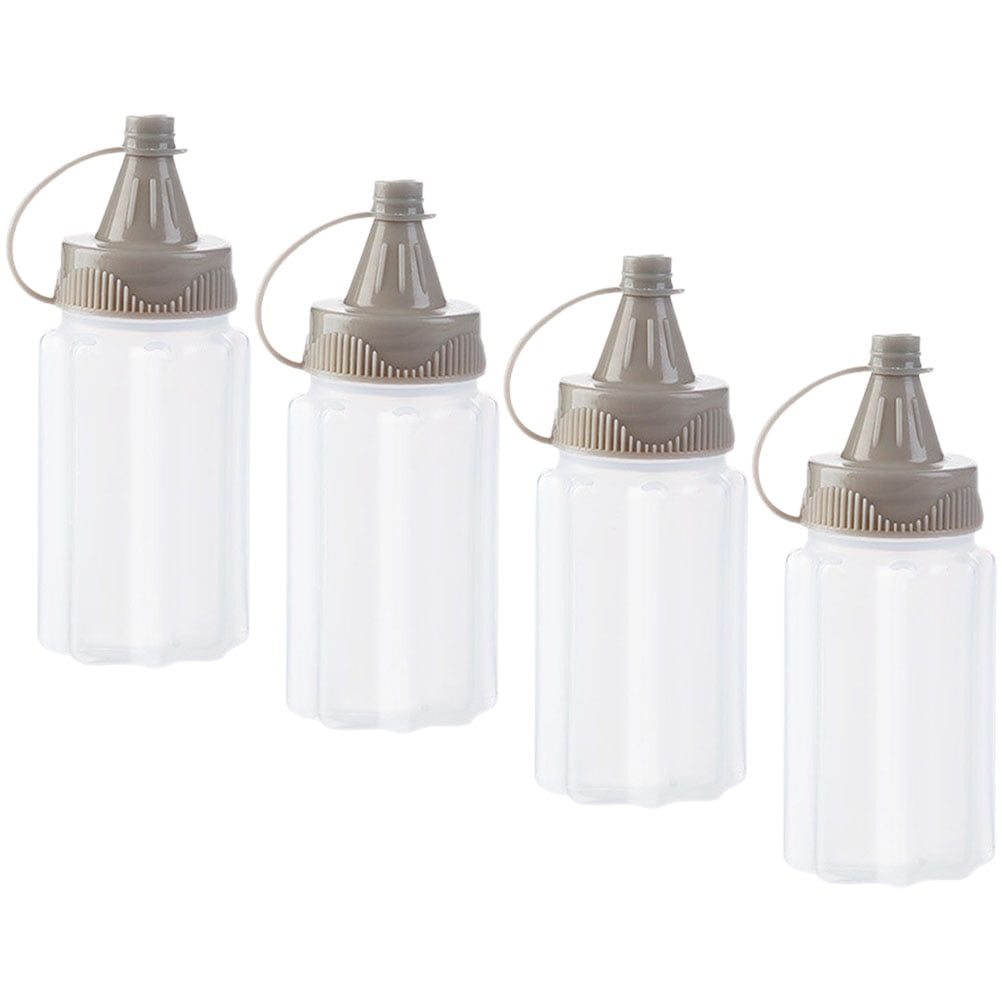 FUEENIRVA Condiment Squeeze Bottles Mini Grey Plastic 4Pcs 3.2In Tall ...