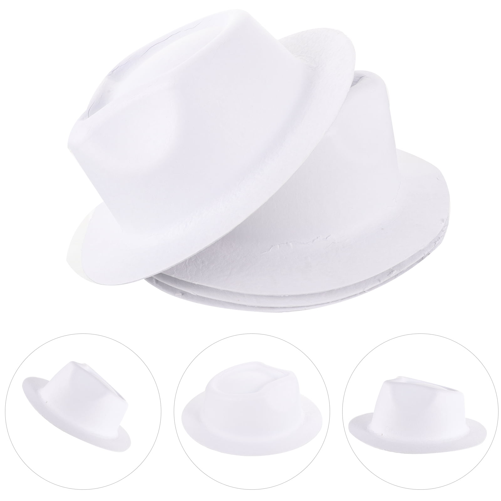 FUEENIRVA 4Pcs Diy Graffiti Hat Round Brim For Artists Diy Activities White Paper Party Hats ...