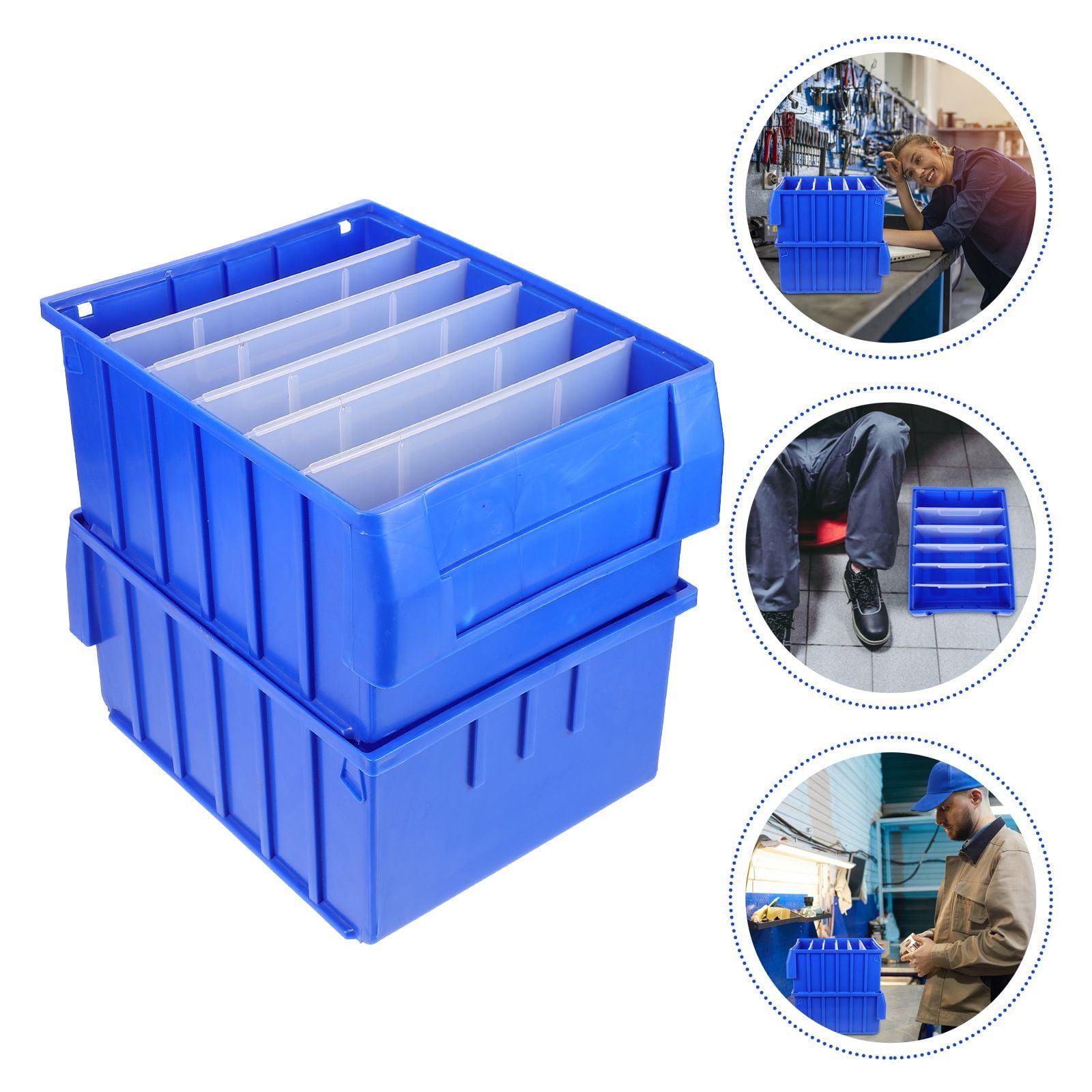 FUEENIRVA Storage Baskets Plastic Container Blue High Density ...