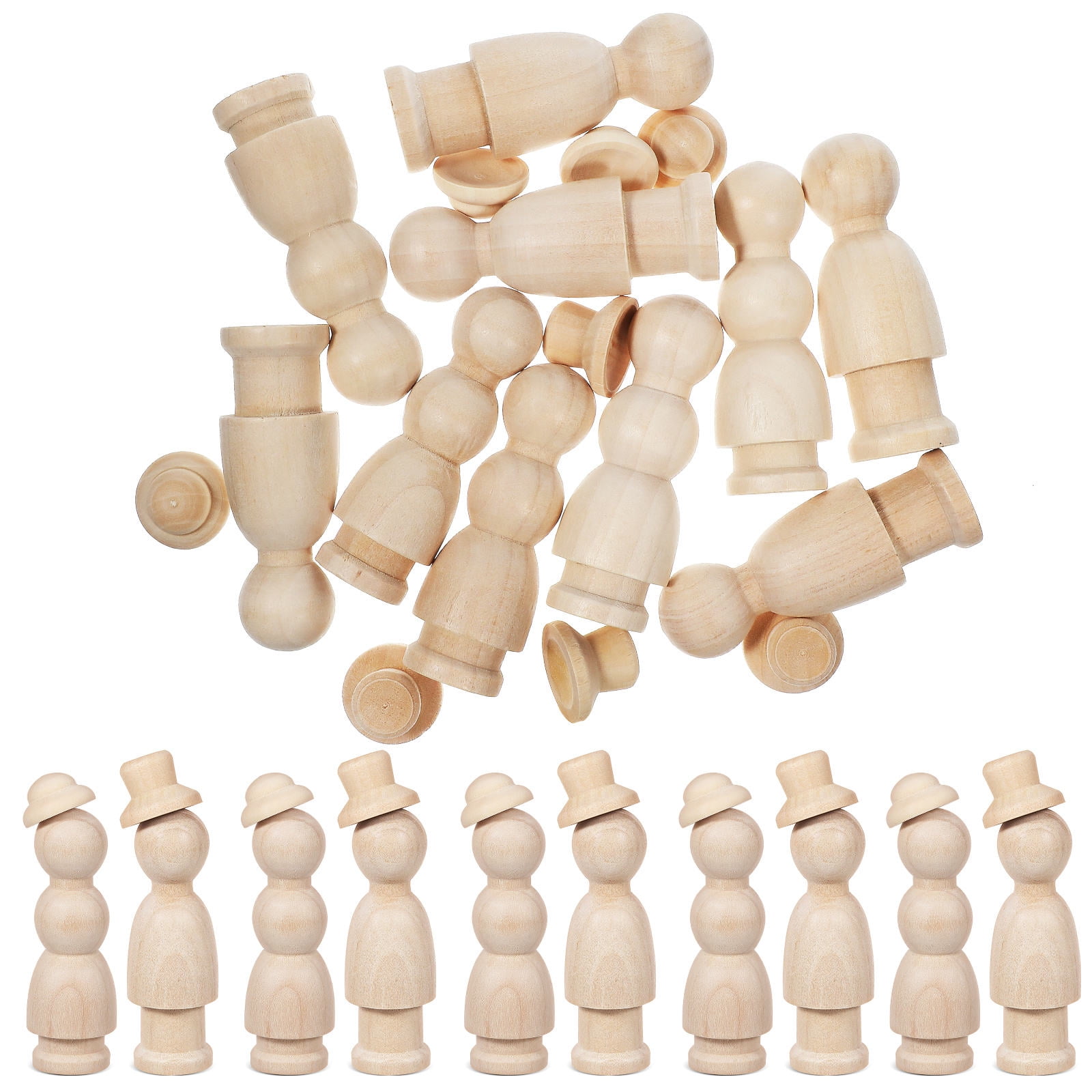 FUEENIRVA 5 Wood Peg People Unpainted Design For Crafting Learning Toy ...