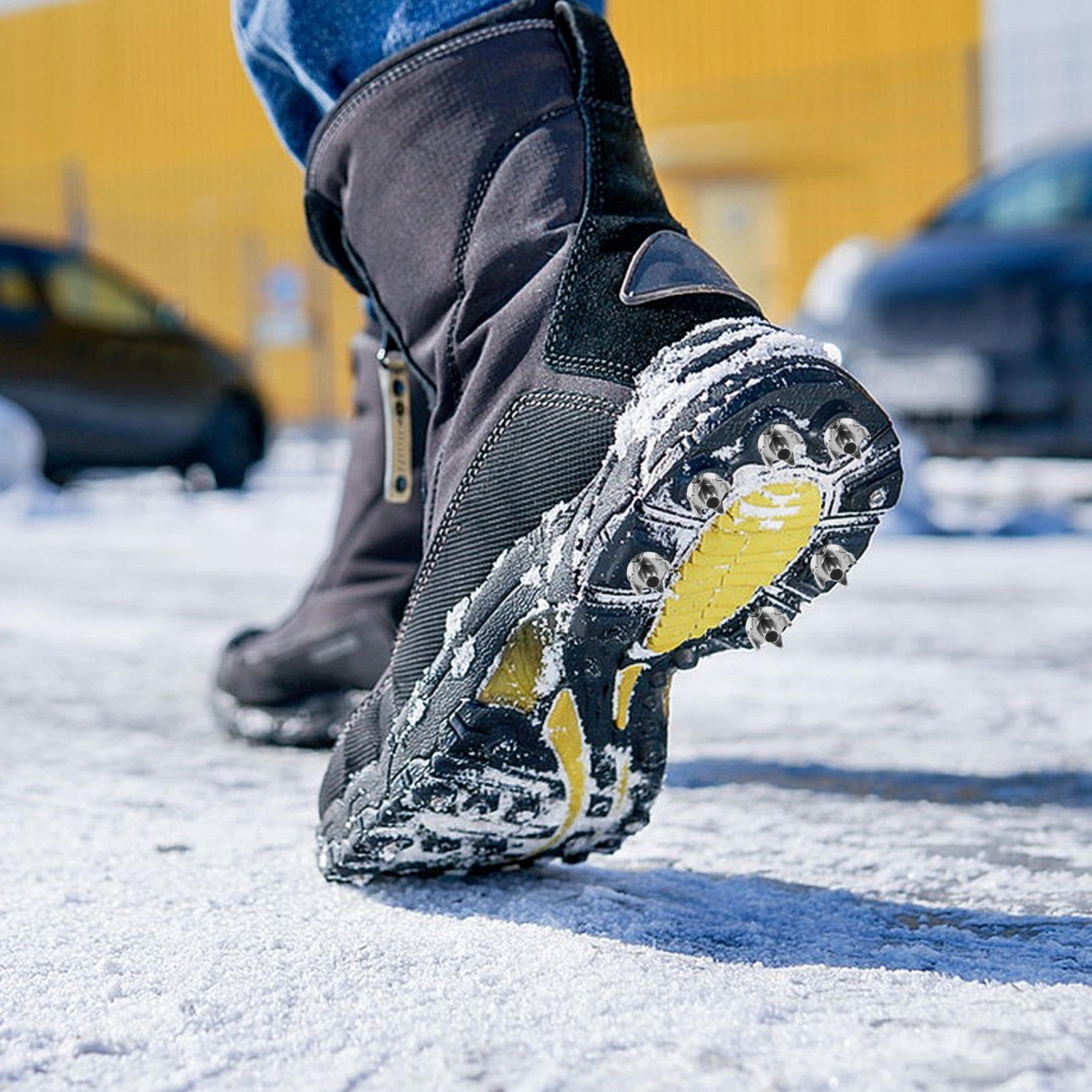 FUEENIRVA 50Pcs Ice Cleats for Boots Silver Anti-Slip Shoe Spikes for ...