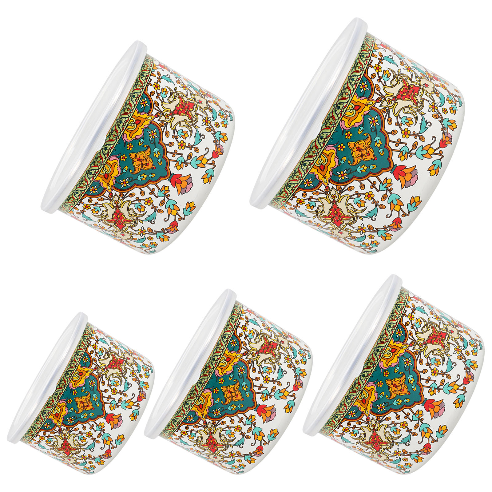 FUEENIRVA 5Pcs Large Enamel Bowl Assorted Color for Multi-purpose Use ...