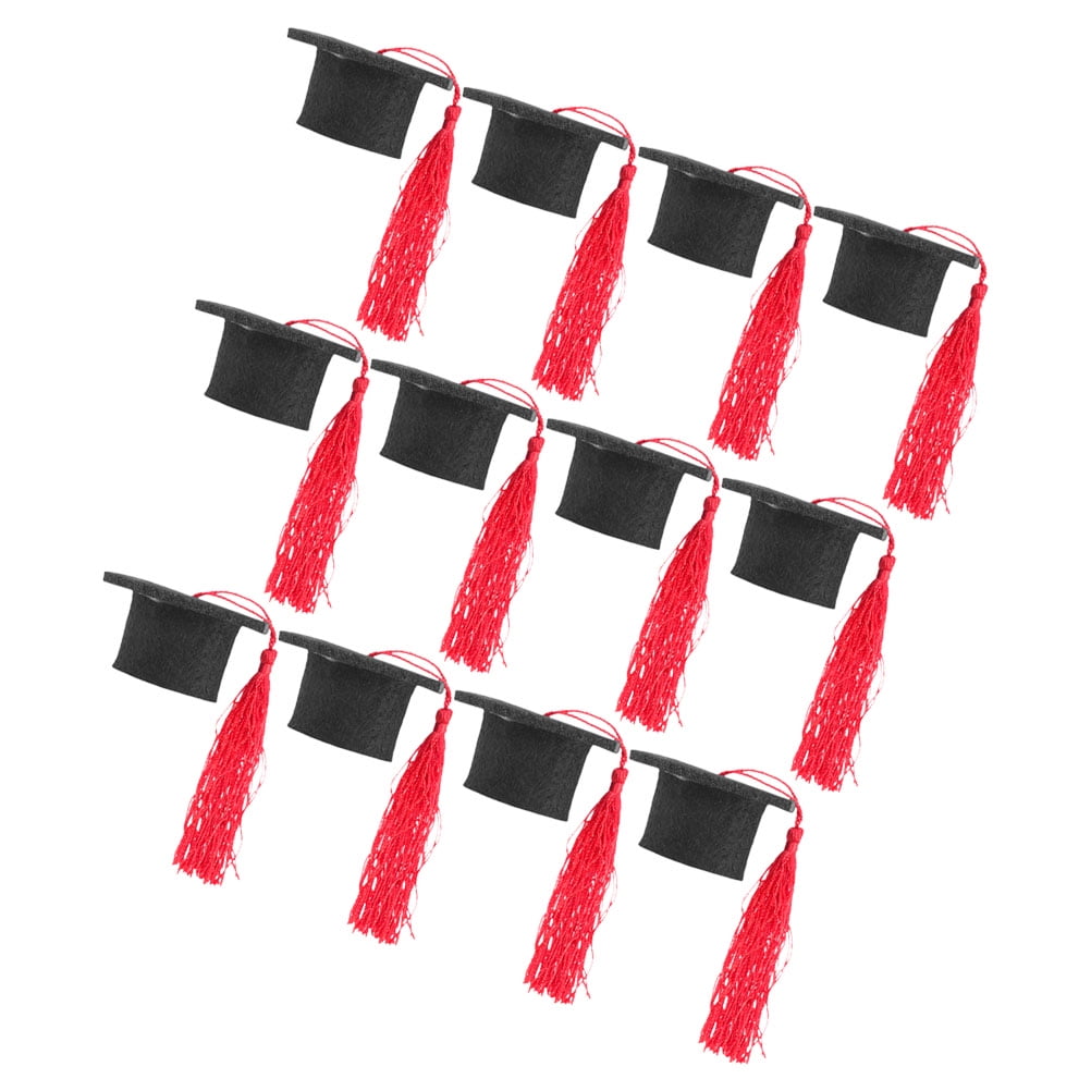 FUEENIRVA Red Mini Graduation Hats Nonwoven Fabric 12pcs for Party and ...