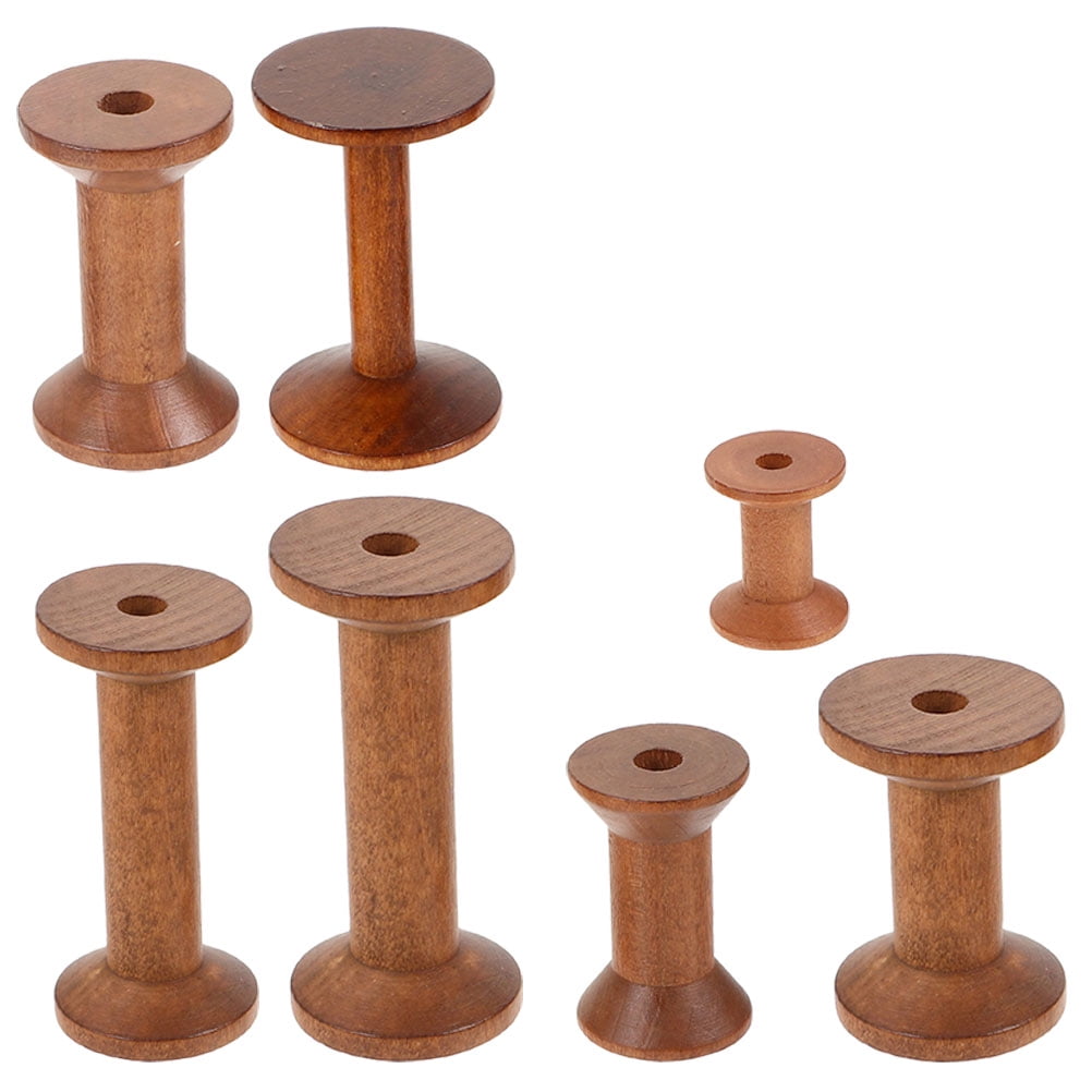 FUEENIRVA 7Pcs Wooden Spindles For Crafts Cylindrical Light Brown ...