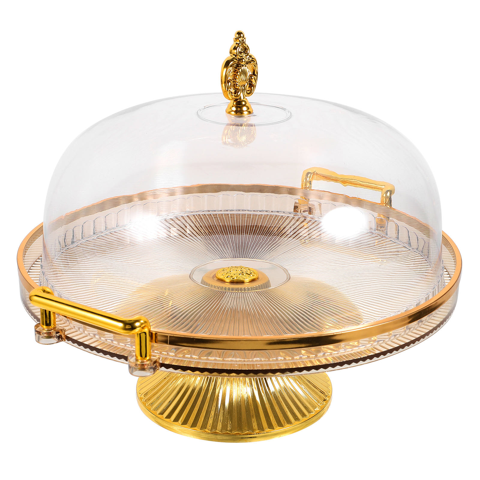 FUEENIRVA 8Pcs Cake Stand with Dome Cover Golden Transparent Round ...