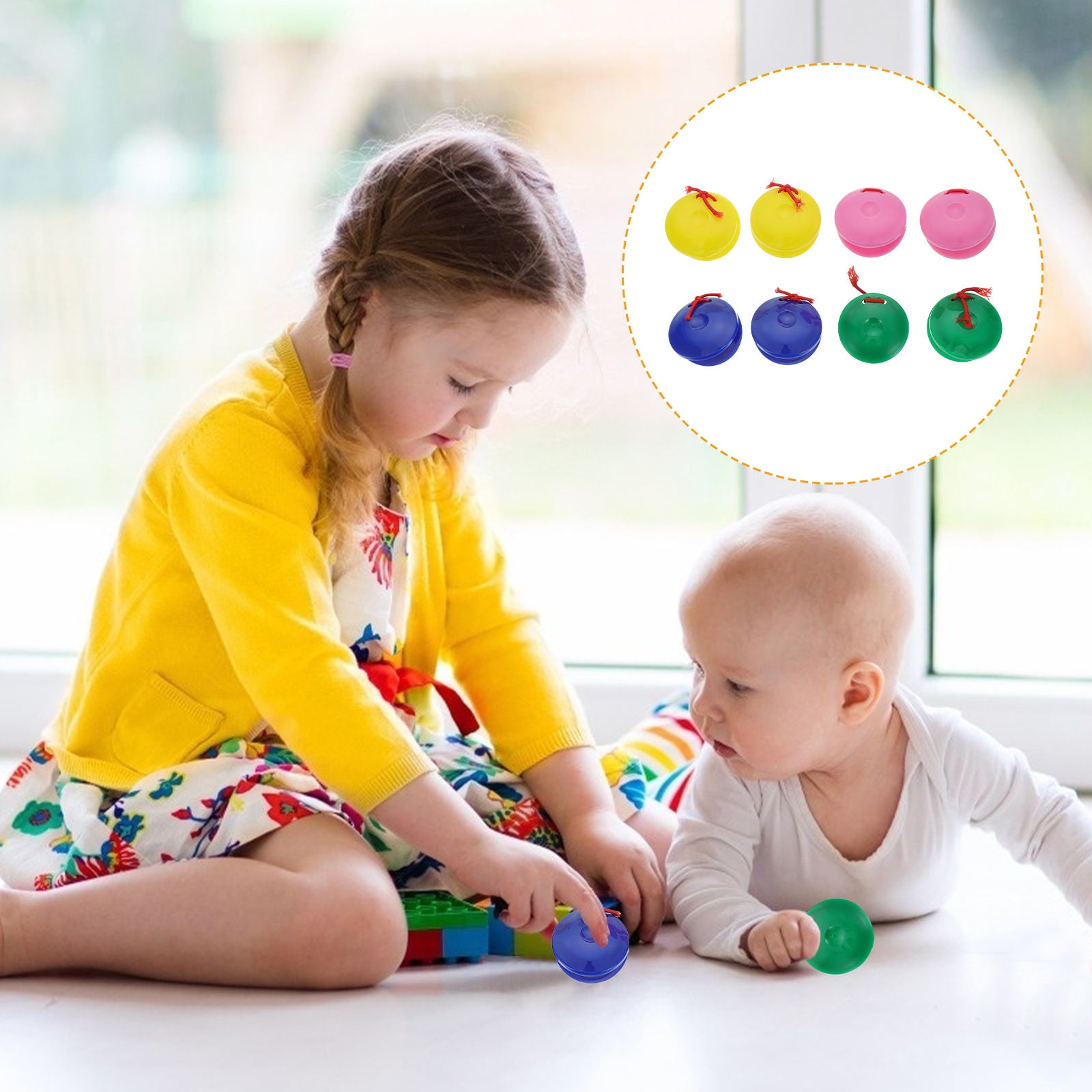 FUEENIRVA Castanets Toy Green Sensory Development 8Pcs 2.2x2.2x0.8in ...