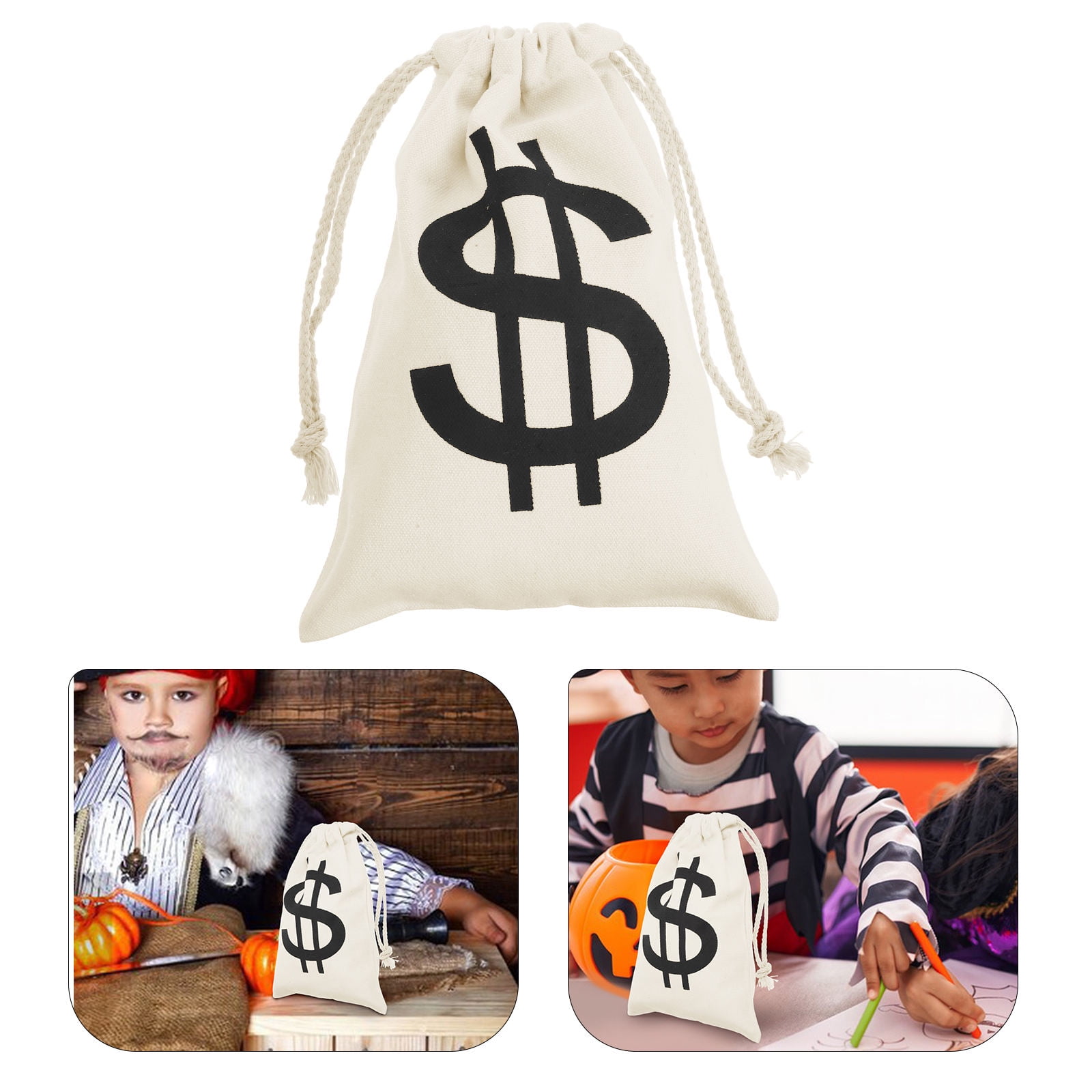 FUEENIRVA Beige Canvas Drawstring Bag For Mini Drawstring Bags Party ...