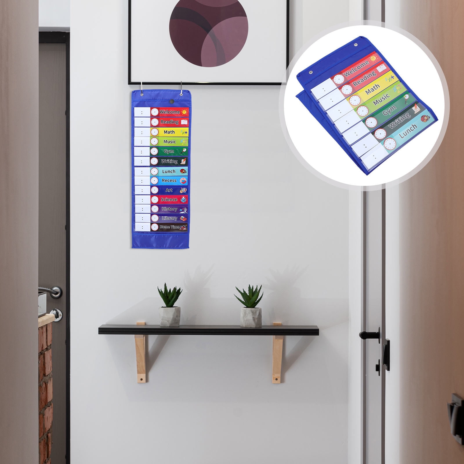 FUEENIRVA Daily Schedule Pocket Chart Cards 1 Set Blue For Office Use ...