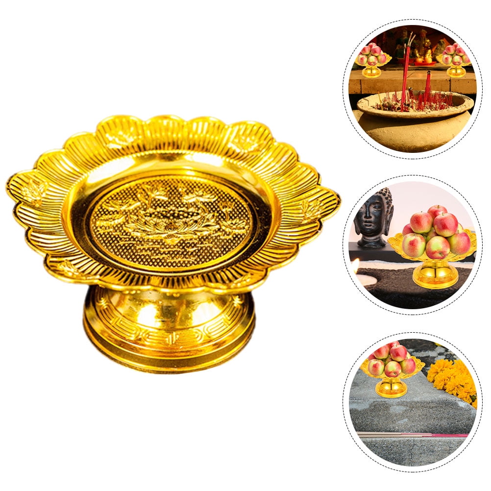 FUEENIRVA Golden Plastic Small Fruit Tray with Lotus Shape for ...
