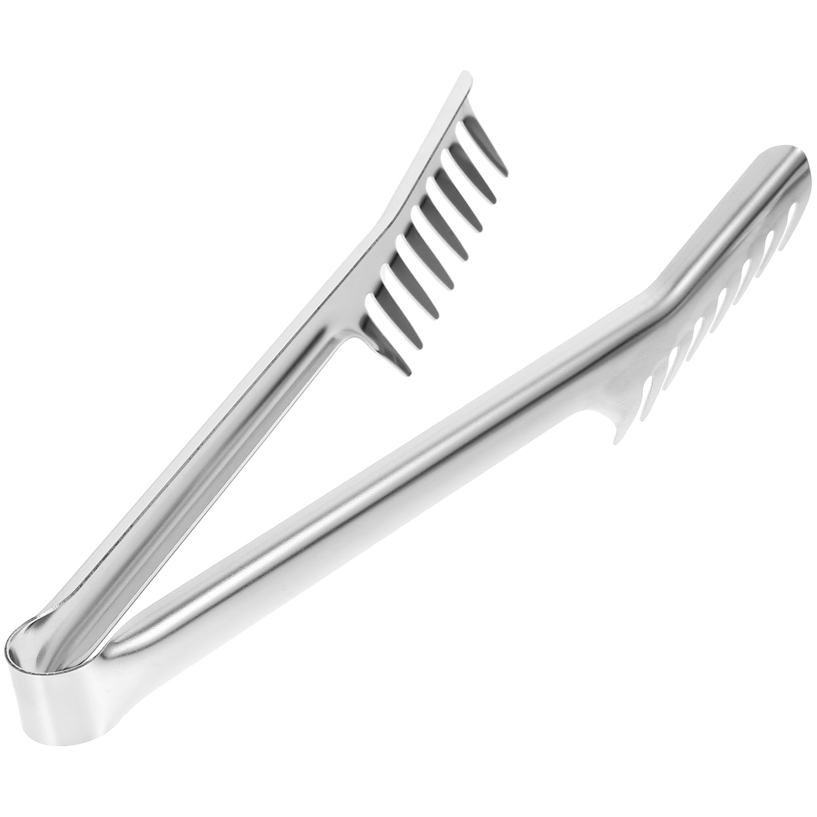 FUEENIRVA Silver Metal Tongs for Cooking Teeth and Comfortable Handle ...