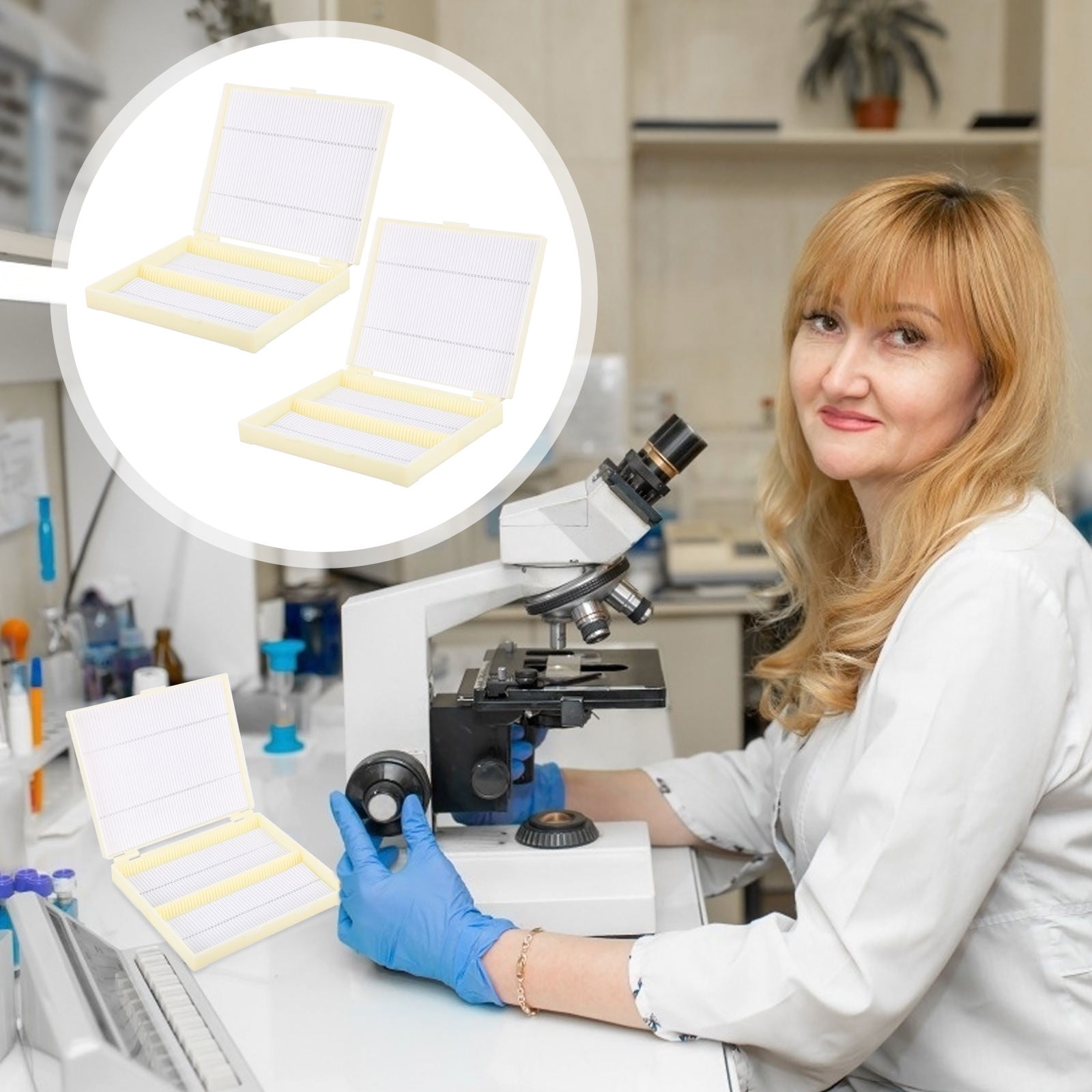 FUEENIRVA Microscope Slide Storage Box 2Set Rectangular Shape for ...