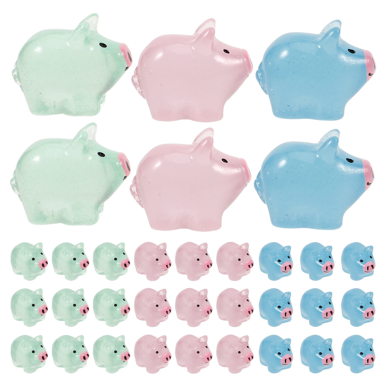 FUEENIRVA Resin Pig Shaped Miniature Figurines 50Pcs Glow In The Dark ...