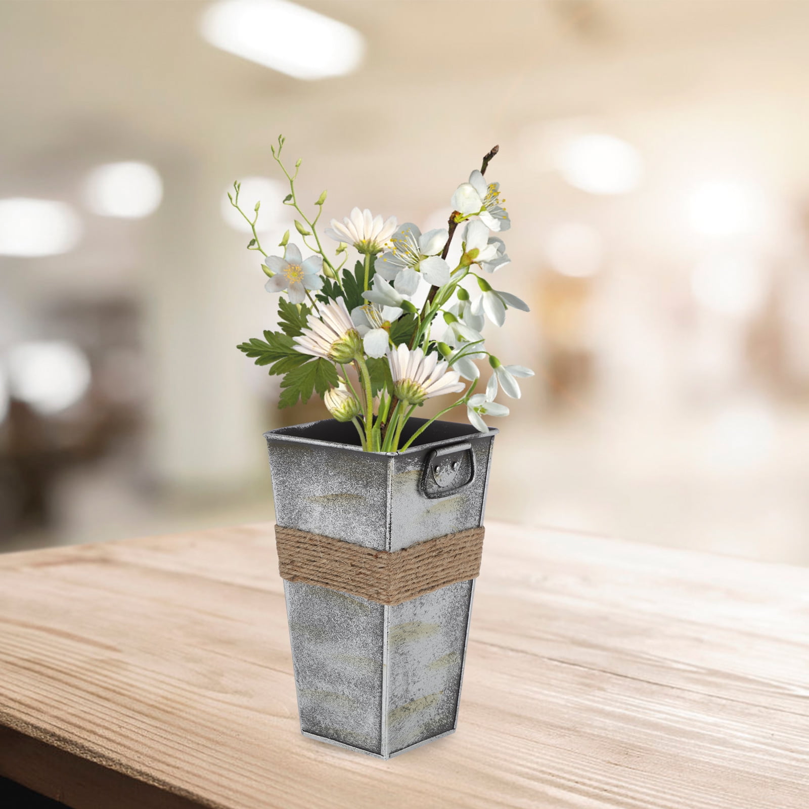 FUEENIRVA 1Pc Silver Iron Flower Bucket Retro Planter Bucket for ...