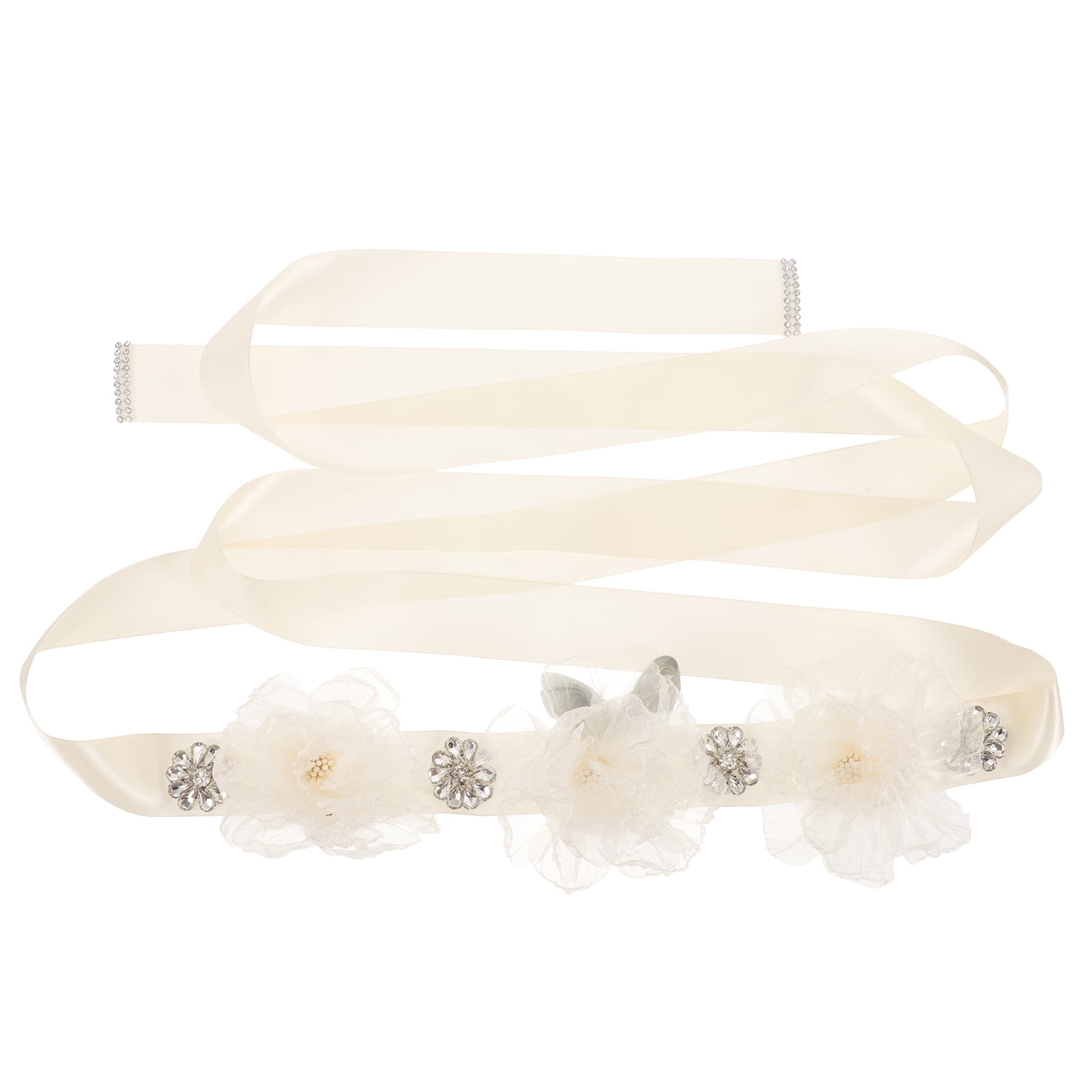 FUEENIRVA Wedding Belt Bridal Sash 1Pack Beige Silver Webbing Strap ...