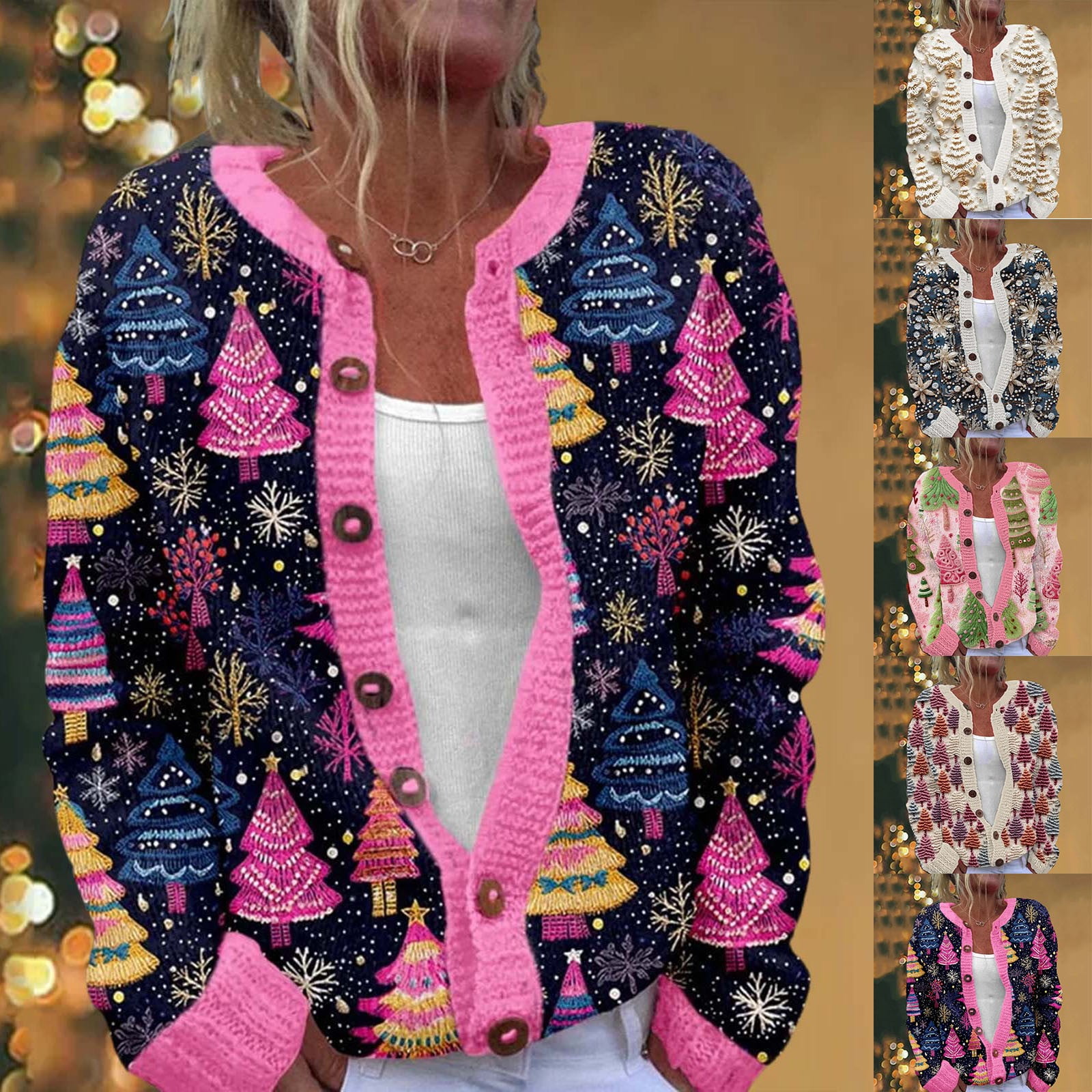 FUELEGO Christmas Sweaters for Women Clearance Ugly Funny Xmas Tree ...