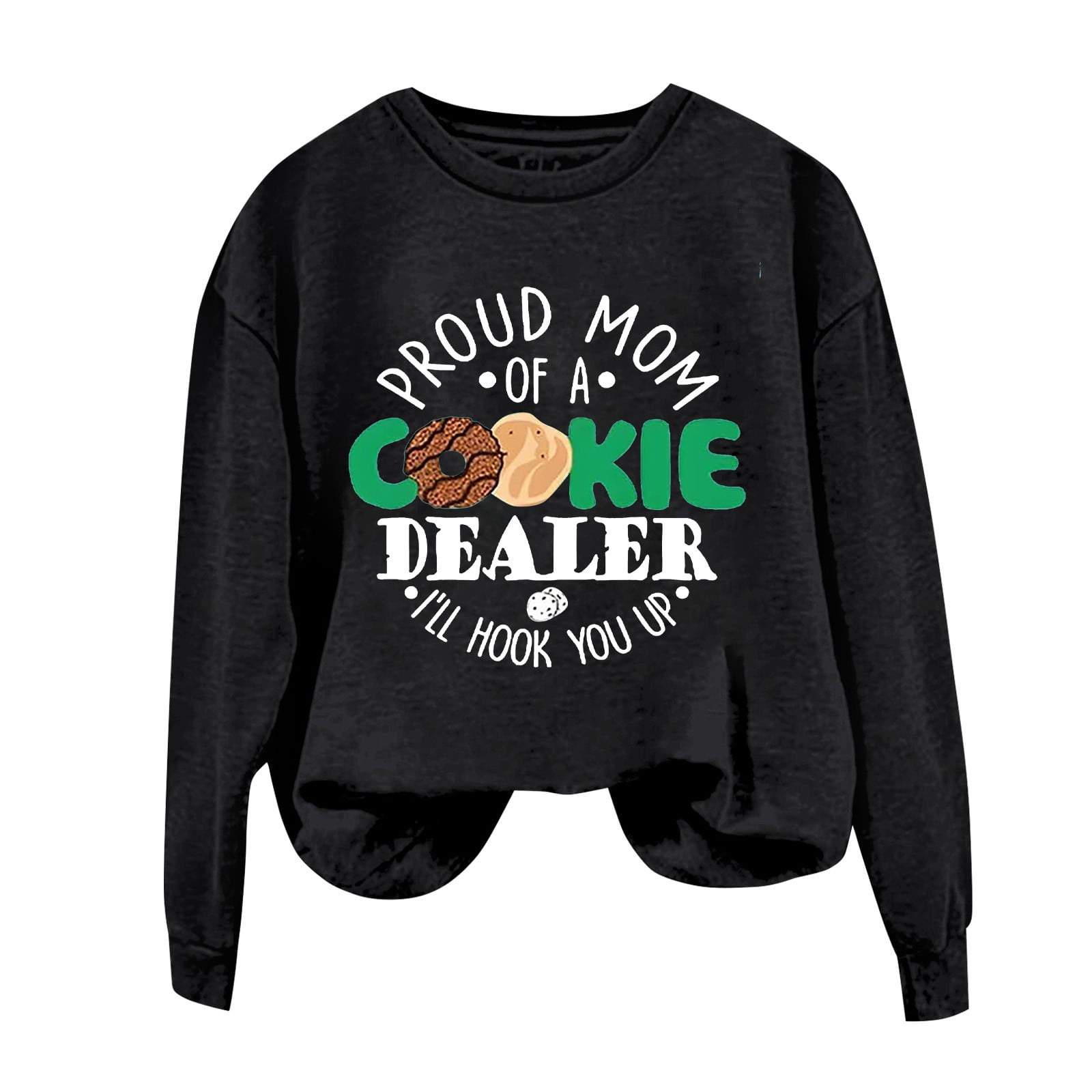 FUELEGO Women's Fashion Round Neck Long Sleeved Proud Mom Of A Cookie ...