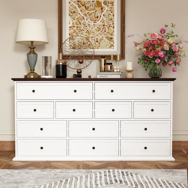 FUFU&GAGA 12 Drawer Wooden Dresser, Modern Room Furniture, Deep Storage ...