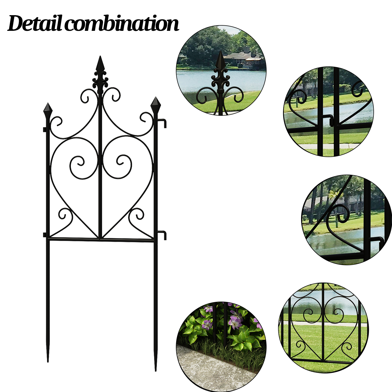 FUFU&GAGA 5 Panels Decorative Garden Border Folding Fence for Patio, 13 ...
