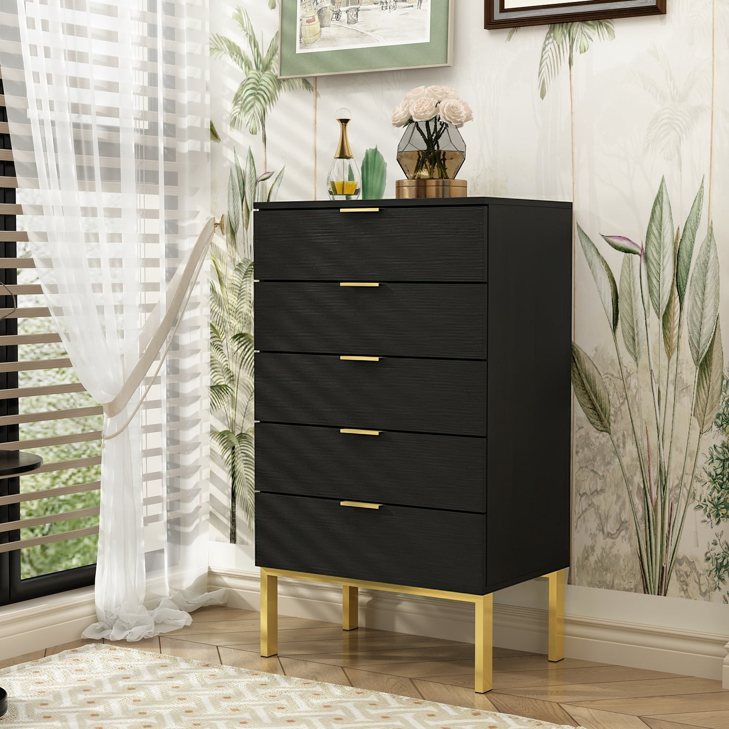 FUFU&GAGA 5Drawer Utility Storage Chest Drawer Organizer Cabinet Table ...