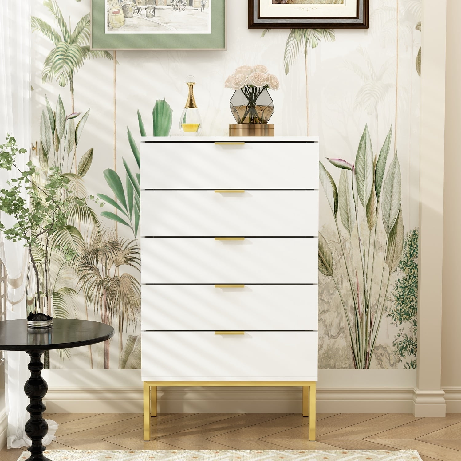 FUFU&GAGA 5Drawer Utility Storage Chest Drawer Organizer Cabinet Table ...