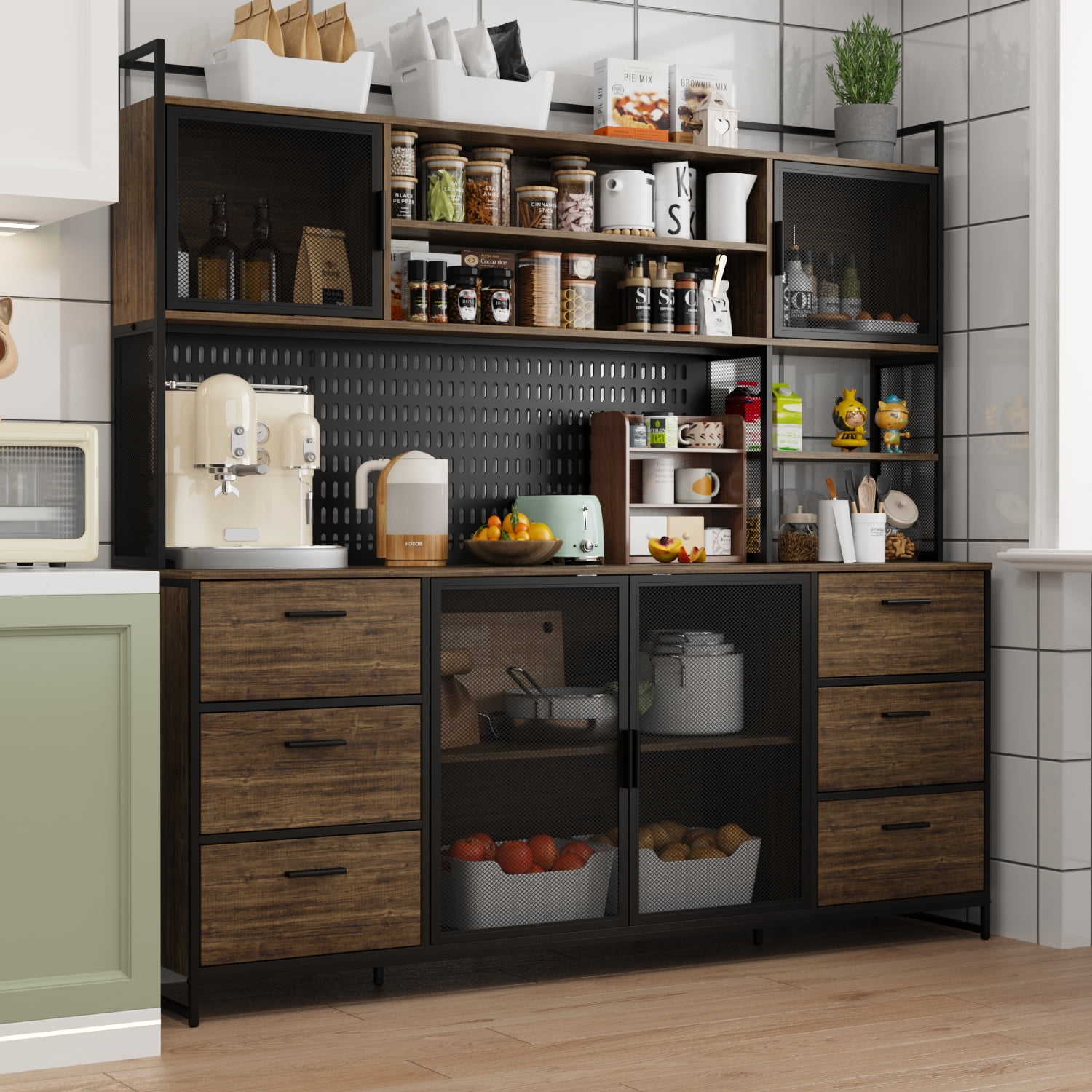 FUFU&GAGA Kitchen Storage Cabinet with 6 Drawers, Freestanding Buffet ...